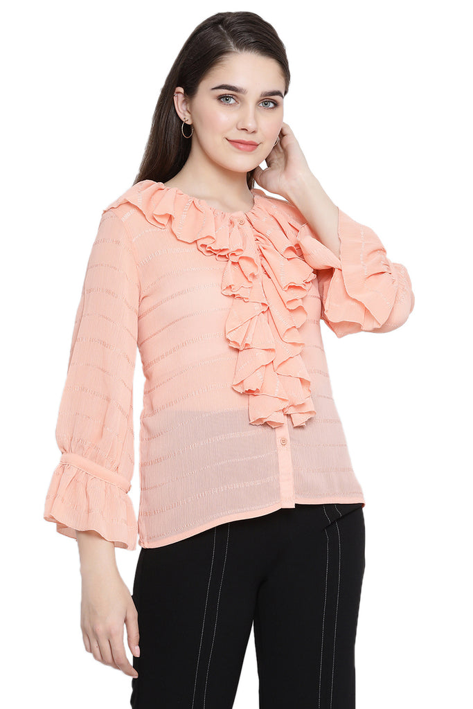 Ruffled Bell Sleeve Buttoned Top – MODA ELEMENTI AXMANN